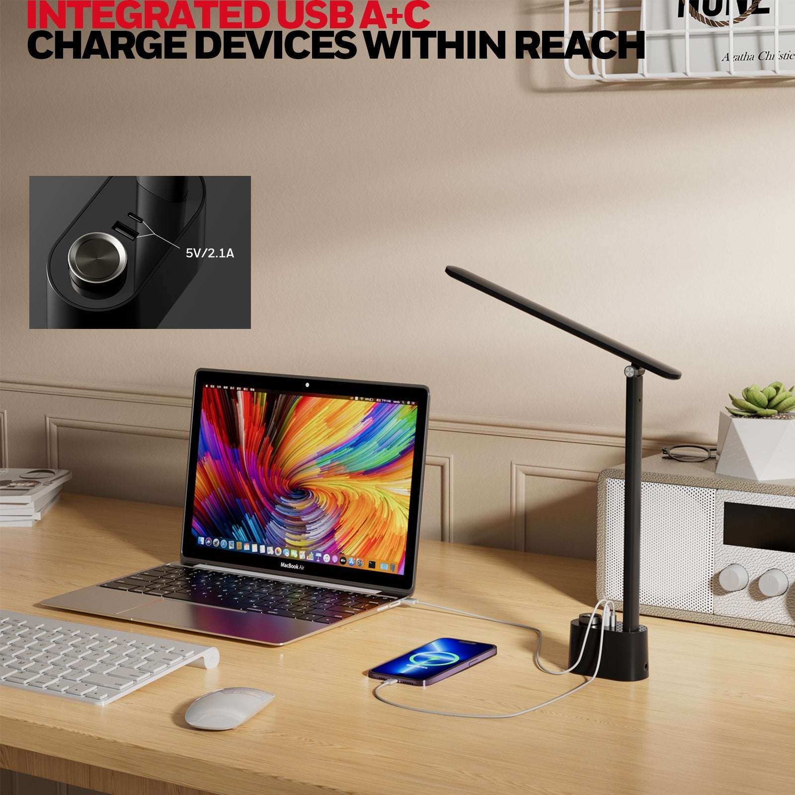 Lampada da scrivania ricaricabile Honeywell H01 per l home office Illuminazione moderna a LED